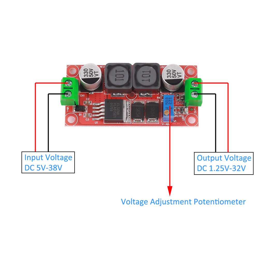 DC-DC Step-Down Power Supply 5A Voltage Stabilizing Module 5V-38V to 1.25V-32V
